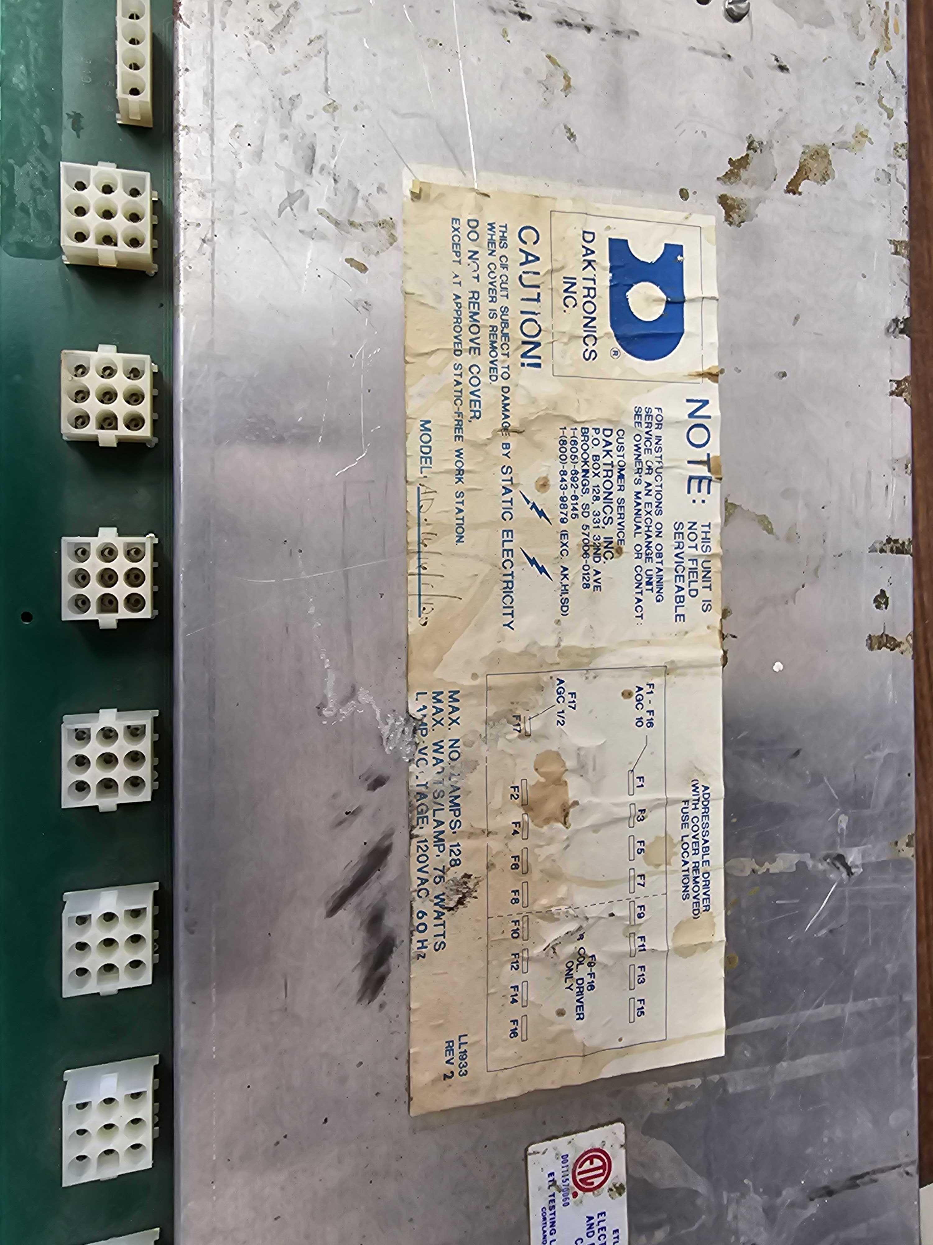 Daktronics AD 16/16/F/120 Display Controller Repair 1-336-310-4172 ...